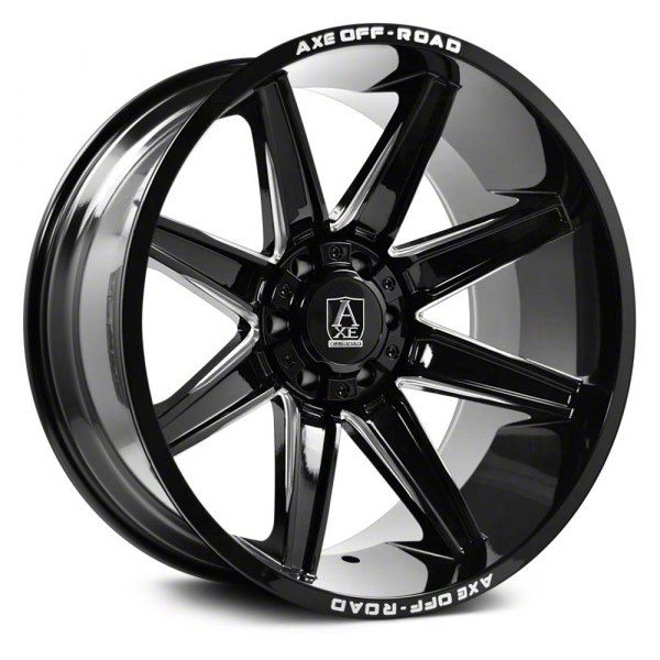 Axe Wheels Jeep Wrangler Artemis Gloss Black Milled Wheel 22x12 44mm