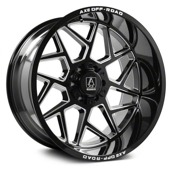 Axe Wheels Jeep Wrangler Nemesis Gloss Black Milled Wheel 22x12 44mm