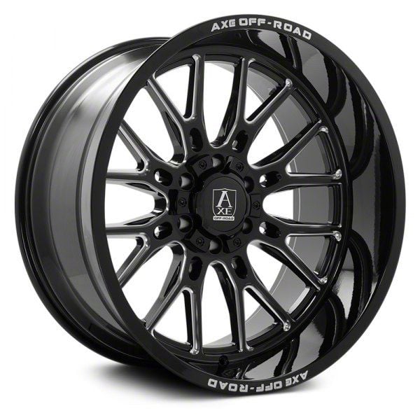 Axe Wheels Jeep Wrangler Atlas Gloss Black Milled Wheel 22x12 44mm
