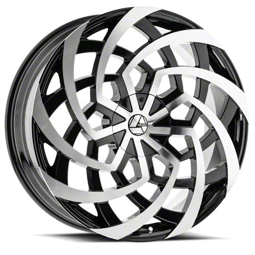 Azara Titan AZA-521 Gloss Black and Machined 6-Lug Wheel; 28x9.5; 25mm ...