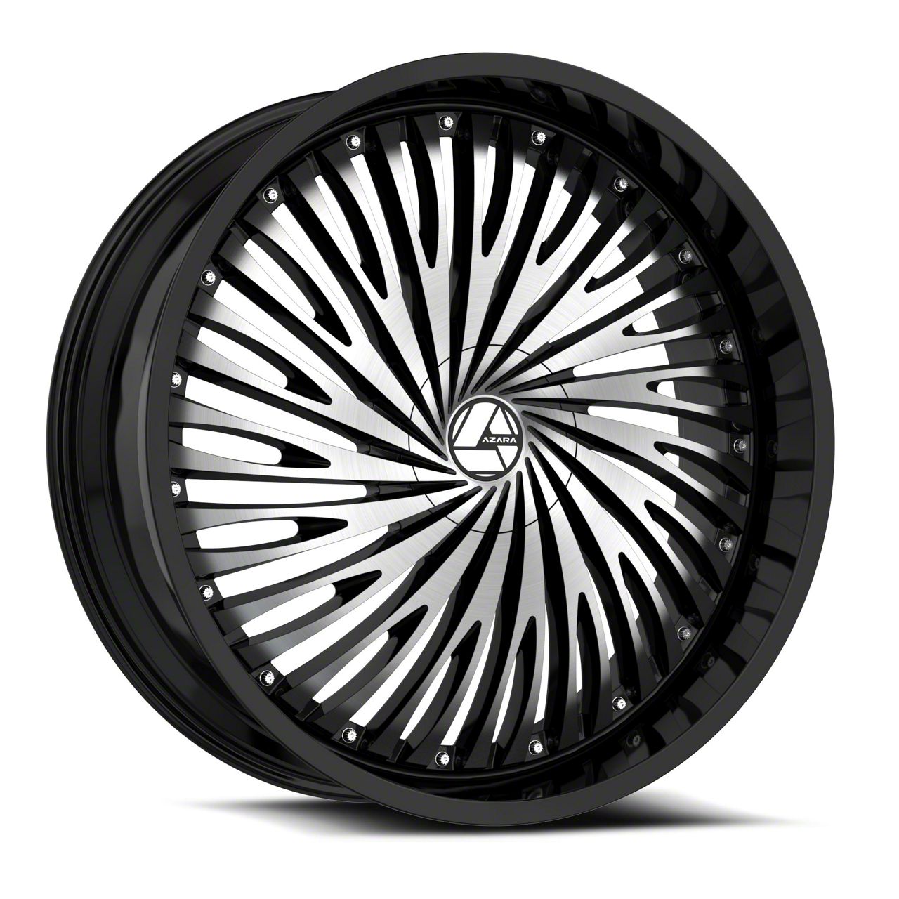 Azara Titan AZA-526 Gloss Black and Machined 6-Lug Wheel; 24x9; 25mm ...