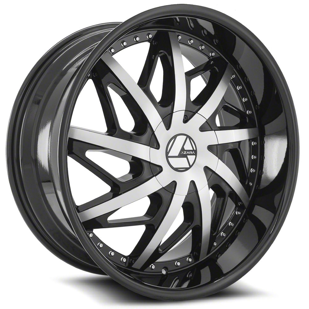 Azara Titan XD AZA-510 Gloss Black and Machined 6-Lug Wheel; 24x9; 25mm ...