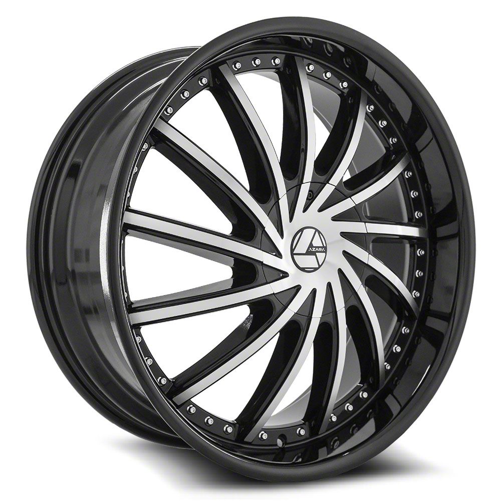 Azara Titan XD AZA-517 Gloss Black and Machined 6-Lug Wheel; 24x9; 25mm ...