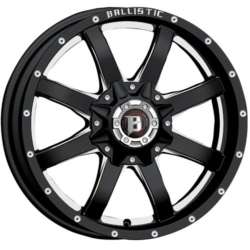 Ballistic Bronco Anvil Gloss Black Milled 6-Lug Wheel; 17x9; -12mm ...