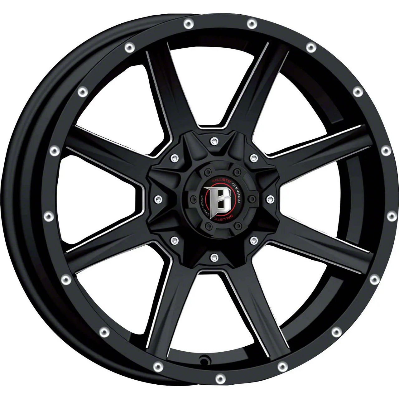 Ballistic Bronco Razorback Gloss Black Milled 6-Lug Wheel; 17x9; -12mm ...