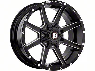 Ballistic Jeep Wrangler Razorback Gloss Black Milled Wheel; 17x9; 0mm ...