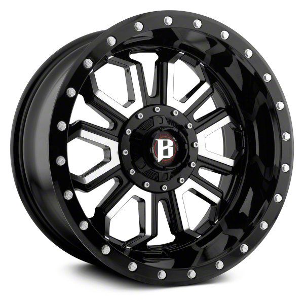 Ballistic Titan XD Saber Gloss Black Machined 6-Lug Wheel; 22x10; -24mm ...