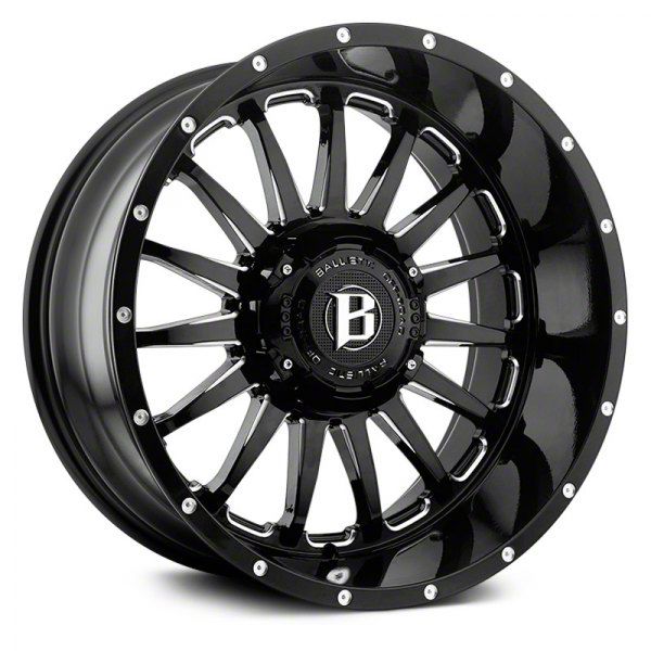 Ballistic Tundra Machete Gloss Black Milled 6-Lug Wheel; 22x10; -28mm ...