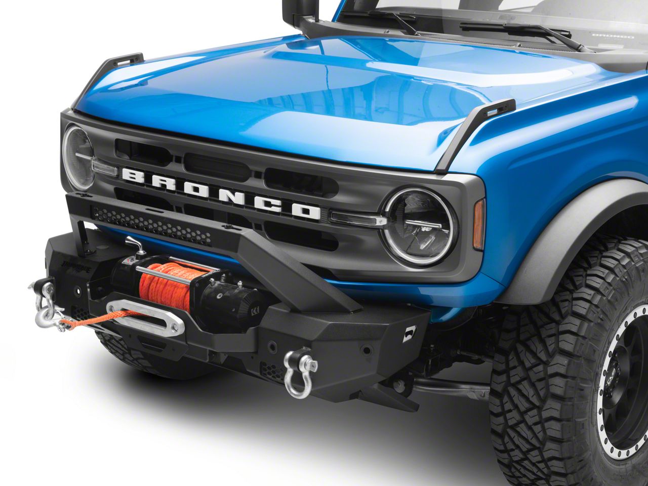 Barricade Bronco HD Stubby Winch Mount Front Bumper with LED Fog Lights FB14614 (21-25 Bronco ...