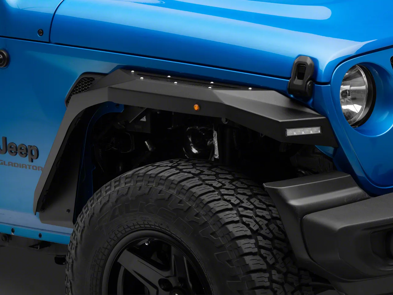 Barricade Jeep Gladiator X-Series Fender Flares with LED DRL and Marker Lights; Black Inserts ...