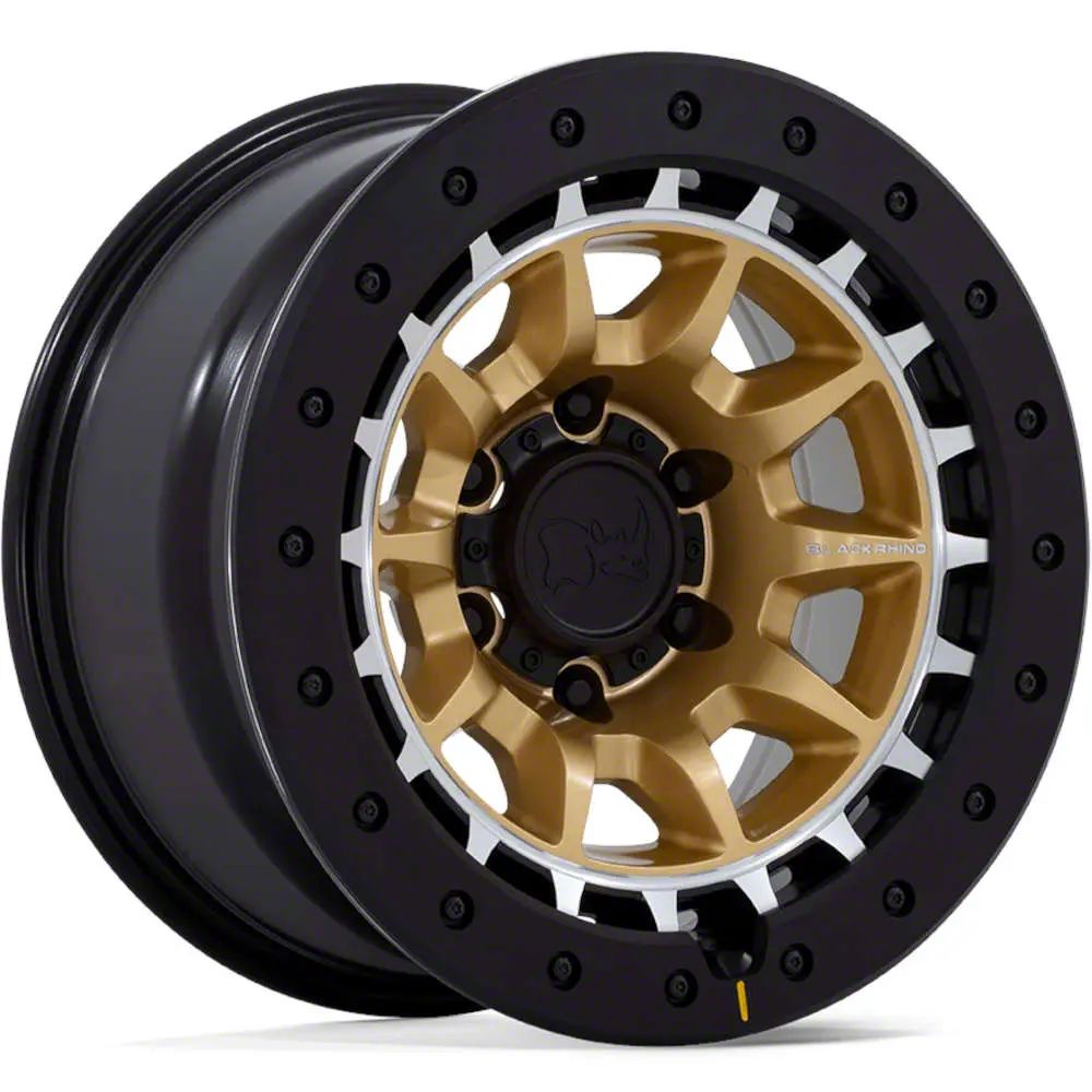 Black Rhino Bronco Tusk Matte Gold with Machined Ring 6-Lug Wheel; 17x8 ...