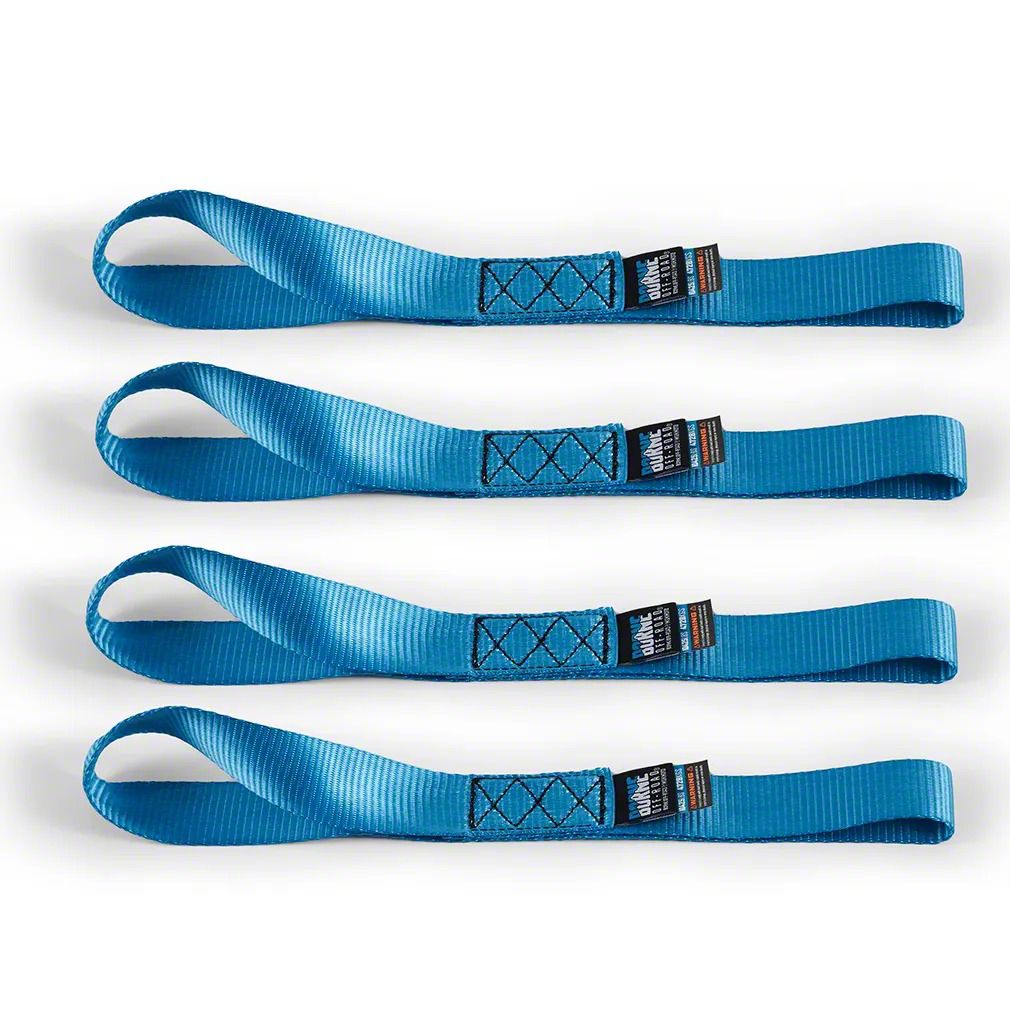 Jeep Wrangler Soft Loop Tie-Down Straps; 4-Pack; Blue - Free Shipping