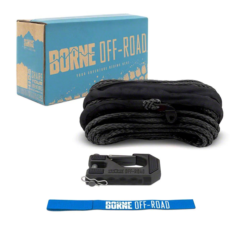 Borne Off-Road Jeep Wrangler Synthetic Winch Rope with Hook and Tether ...