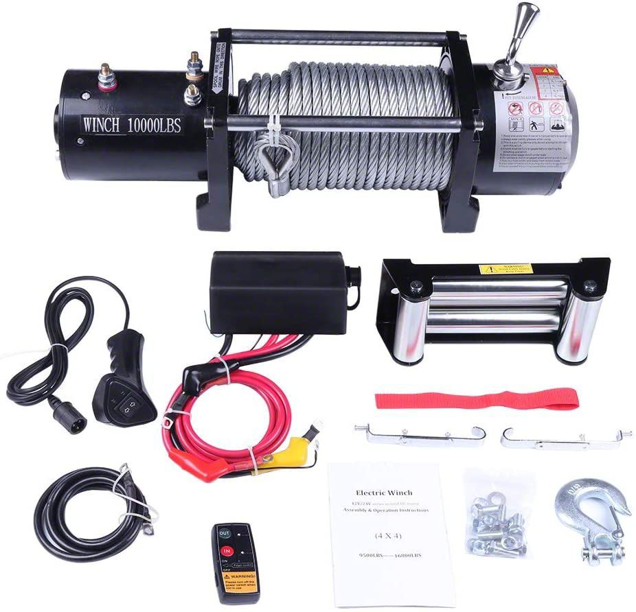 Bronco 10,000 lb. Electric Winch with Steel Cable (Universal; Some ...
