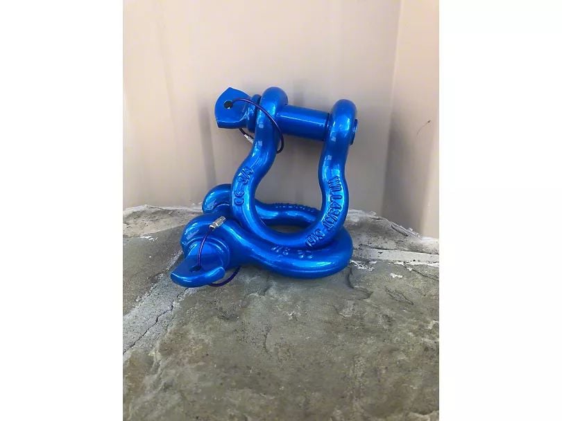 Bronco 3/4-Inch D-Ring Shackles; Hydro Blue - Free Shipping
