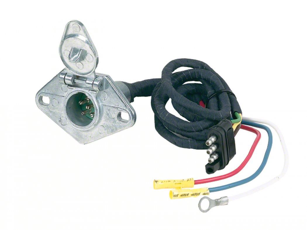 Bronco 4-Flat to 6-Round Wiring Kit; Metal Housing - Free Shipping