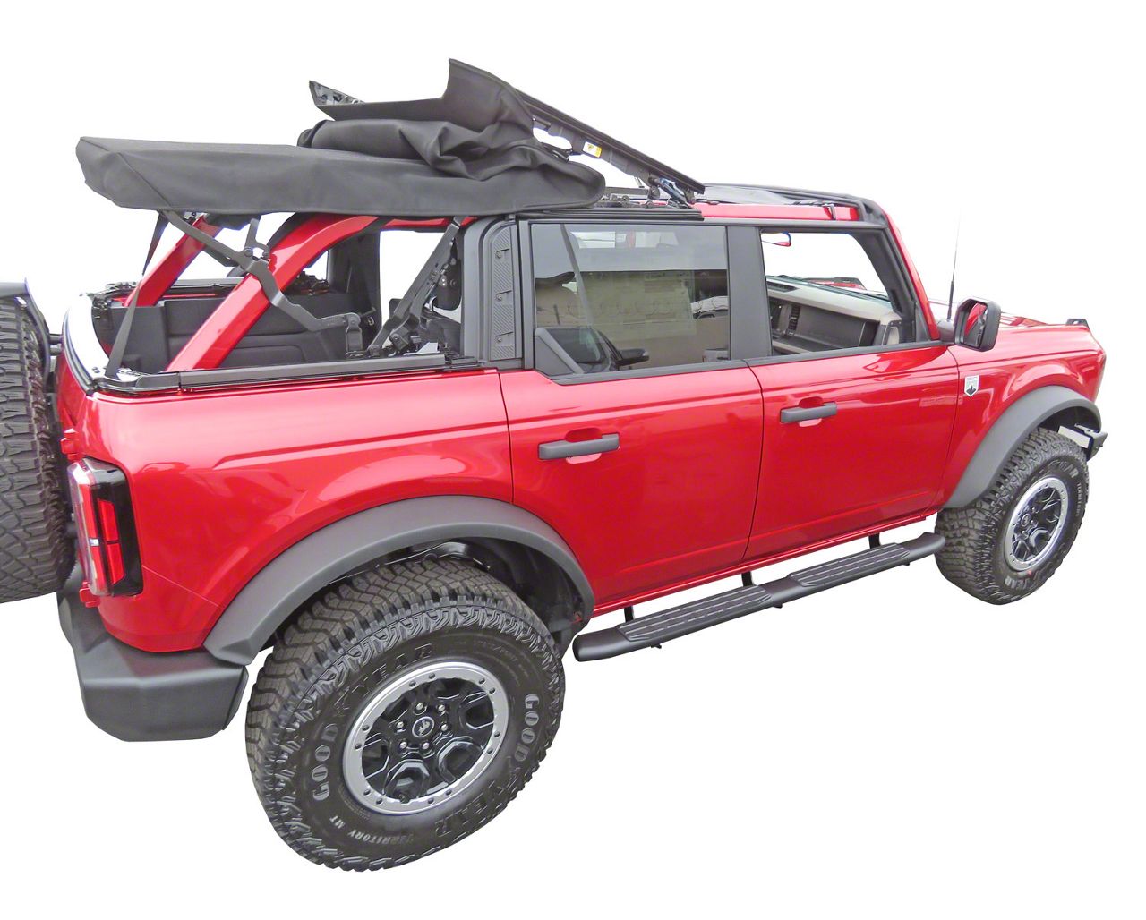 Bronco 4-Inch Oval 4X Series Side Step Bars; Textured Matte Black (21 ...