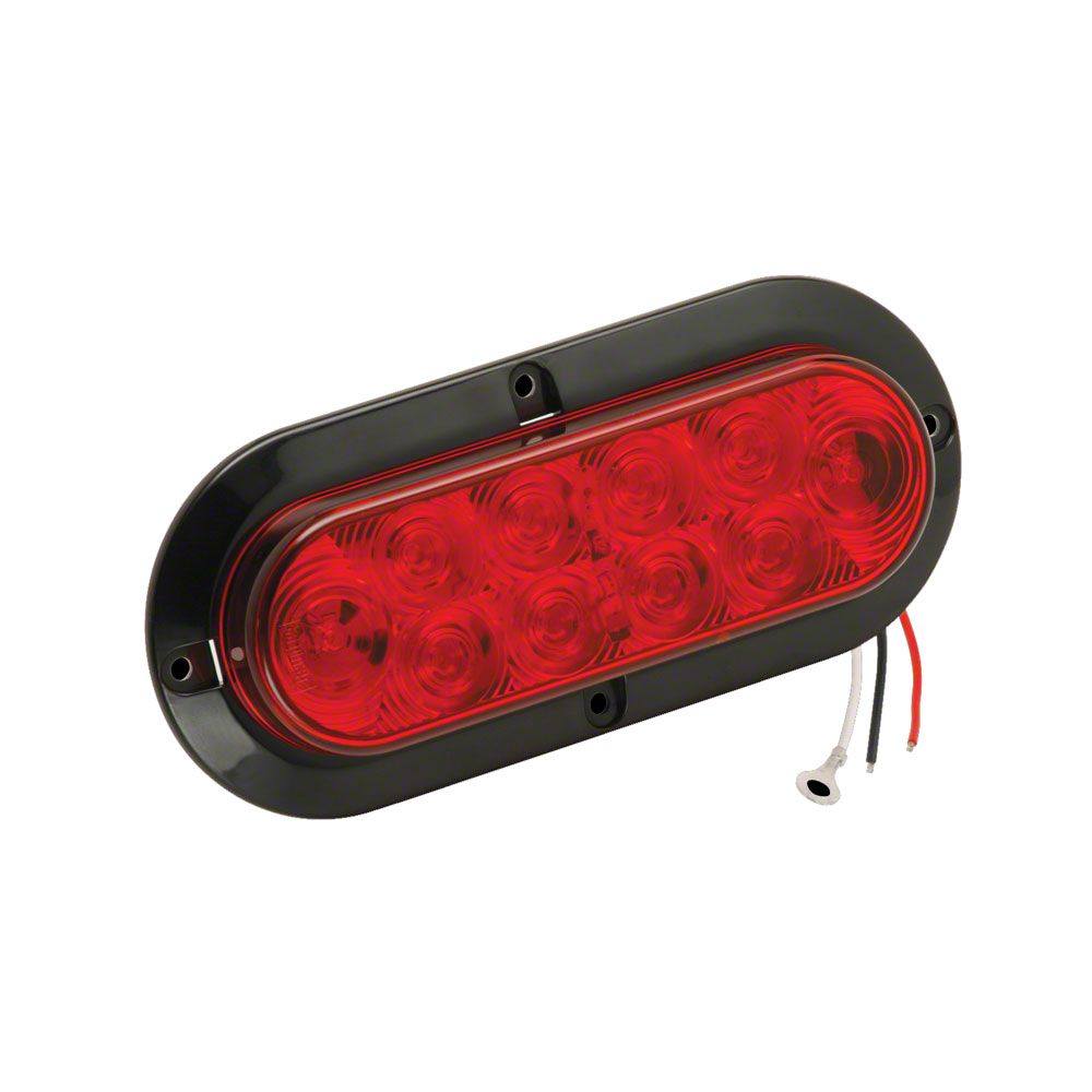 Bronco 6-Inch Red Oval LED Surface Mount Light with Black Flange Base ...