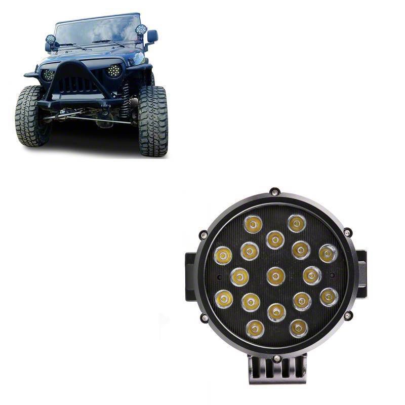 Bronco 7-Inch Black Round LED Light Kit; Spot/Flood Combo Beam ...