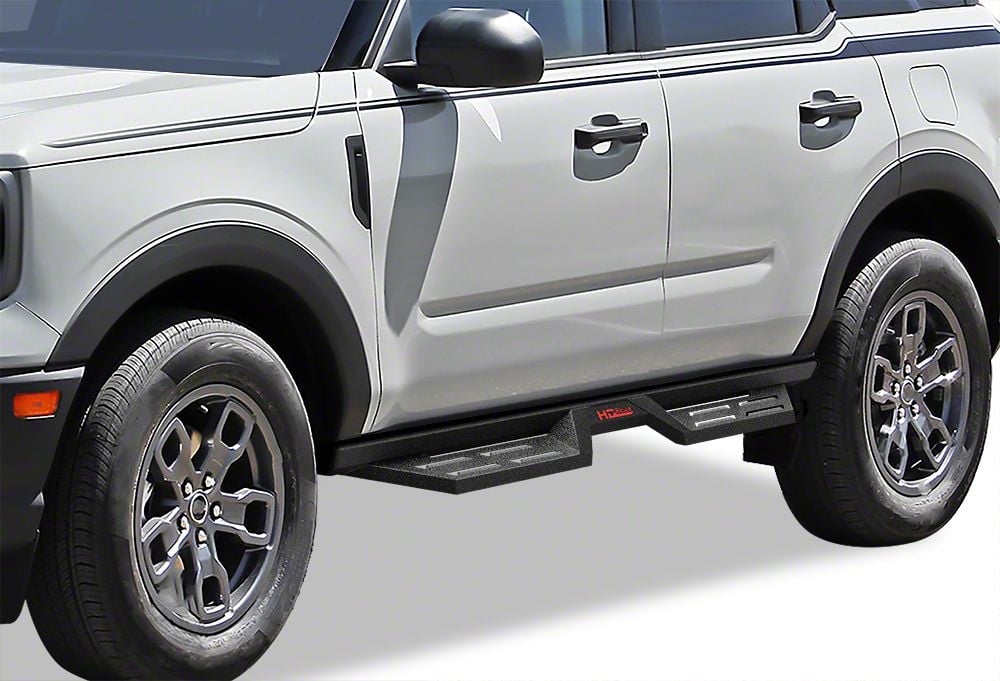 Bronco Drop Down Style Nerf Side Step Bars; Matte Black (21-25 Bronco 4 ...