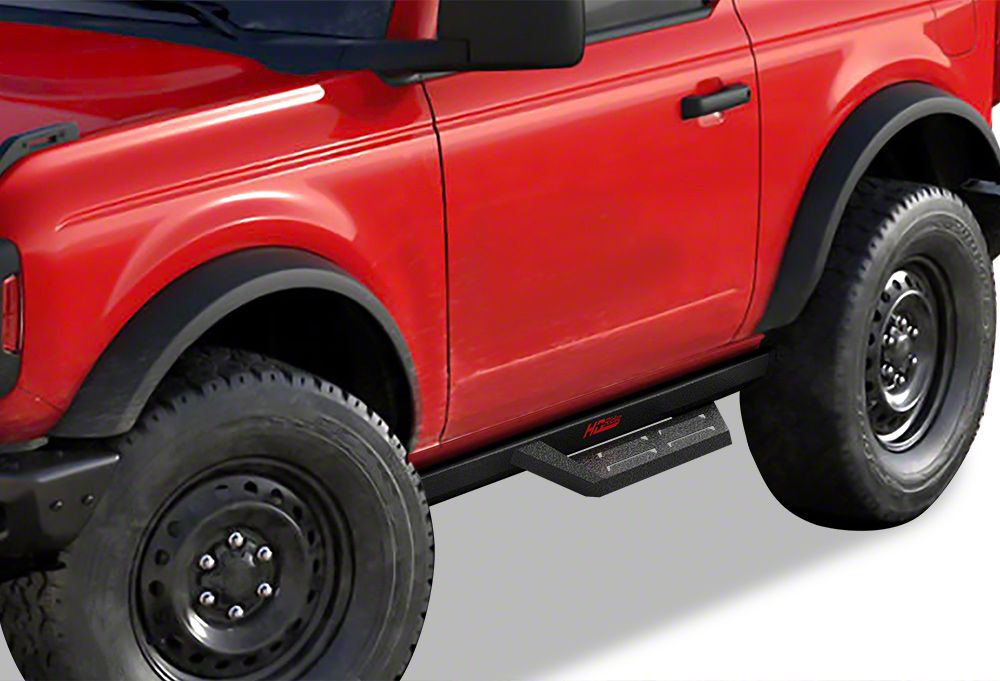 Bronco Drop Down Style Nerf Side Step Bars; Matte Black (21-26 Bronco 2 ...