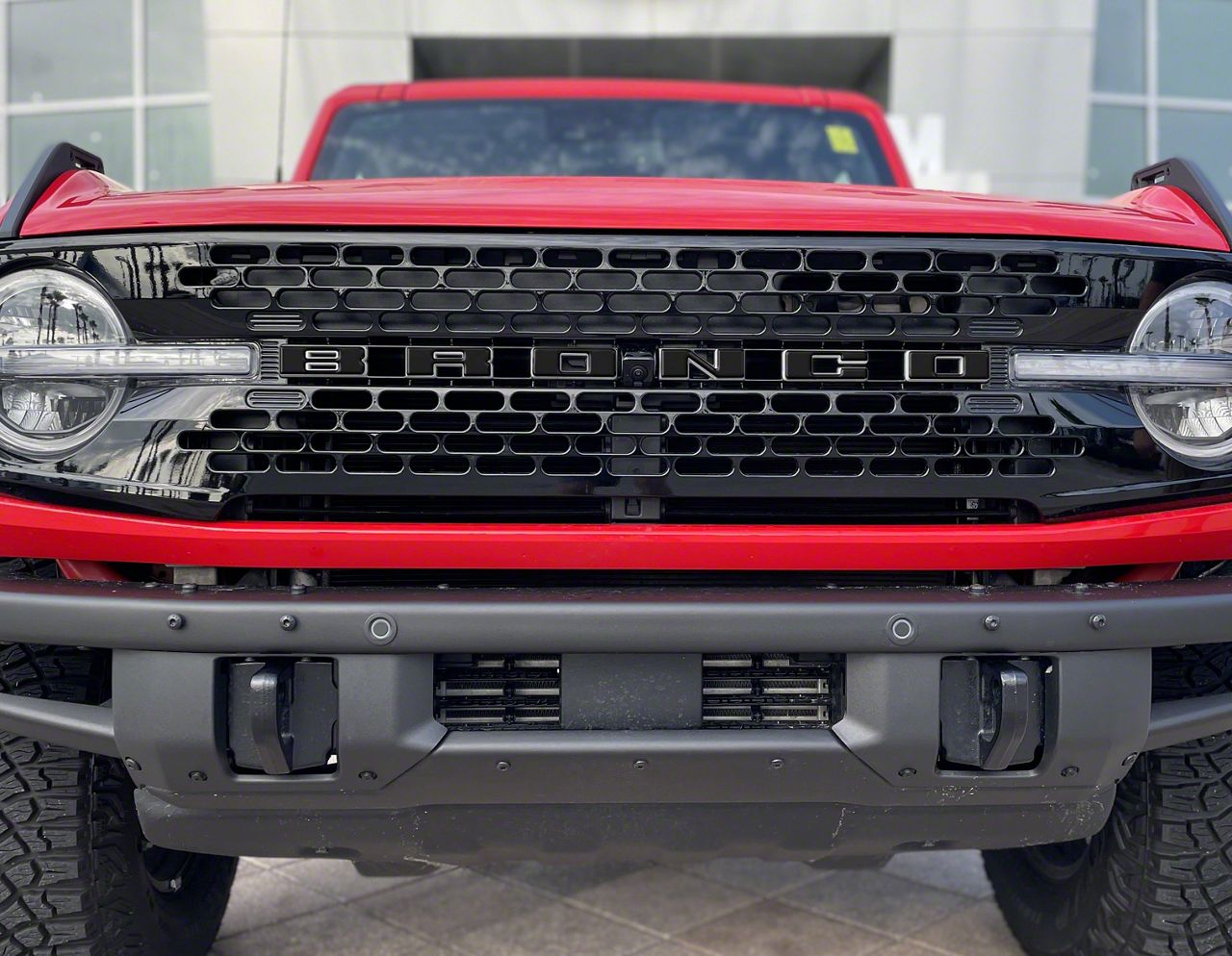 Bronco Front Grille Letter Overlays; Matte Black (21-24 Bronco ...
