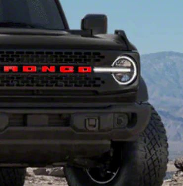 Bronco Front Grille Letter Vinyl Overlays; Gloss Black (21-24 Bronco ...