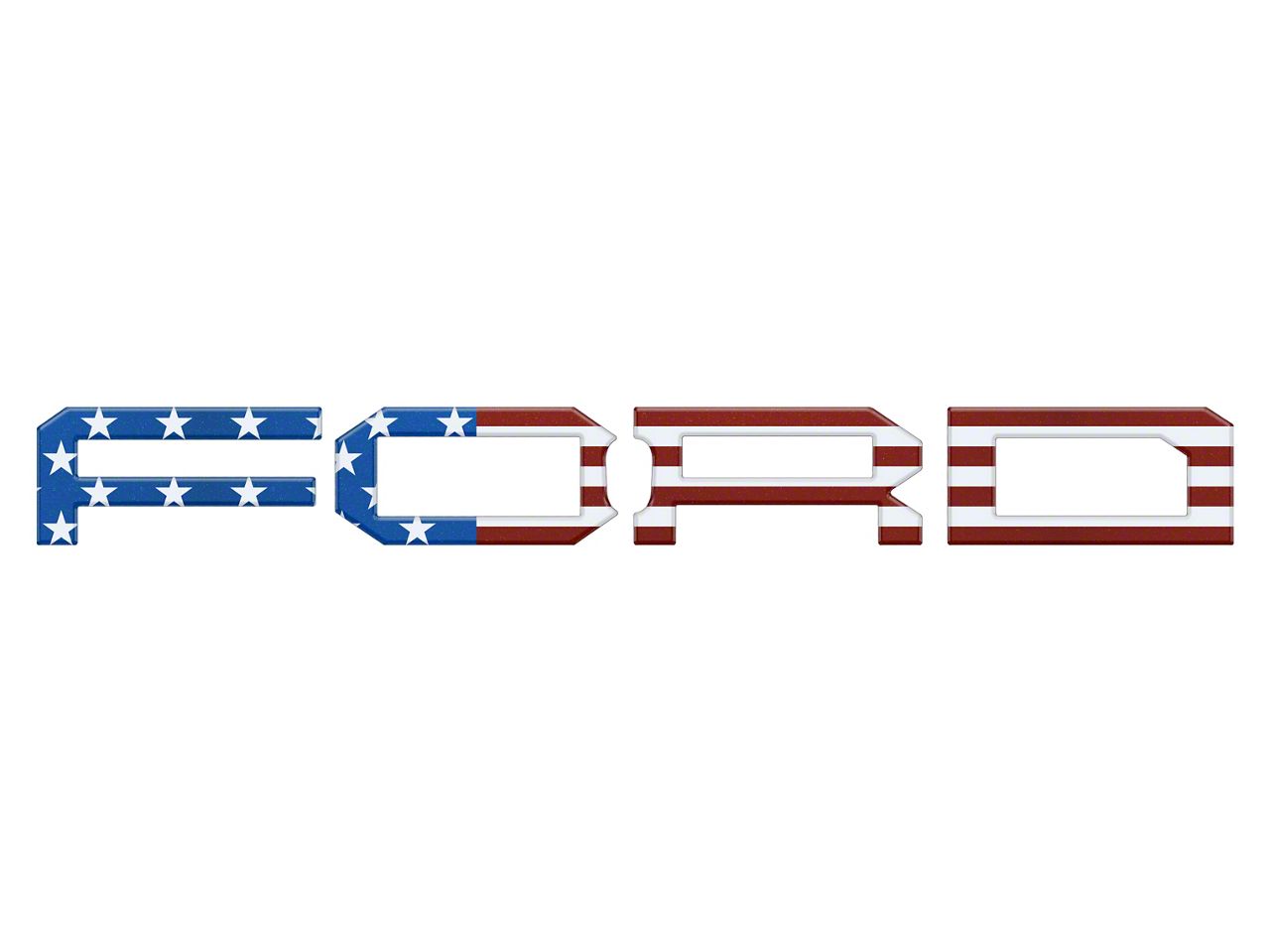 Bronco Front Grille Letter Overlays; American Flag (22-25 Bronco Raptor ...