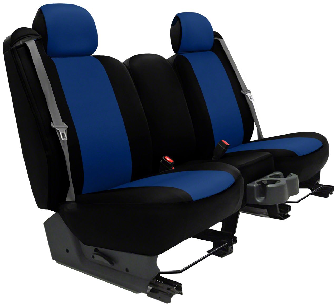 Bronco Genuine Neoprene Custom 2nd Row Bench Seat Covers; Blue/Black ...