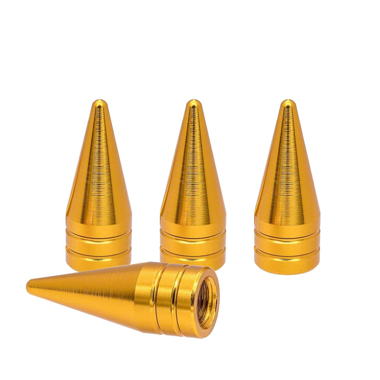 Bronco Gold Spike Valve Caps; 4-Pack (Universal; Some Adaptation May Be ...