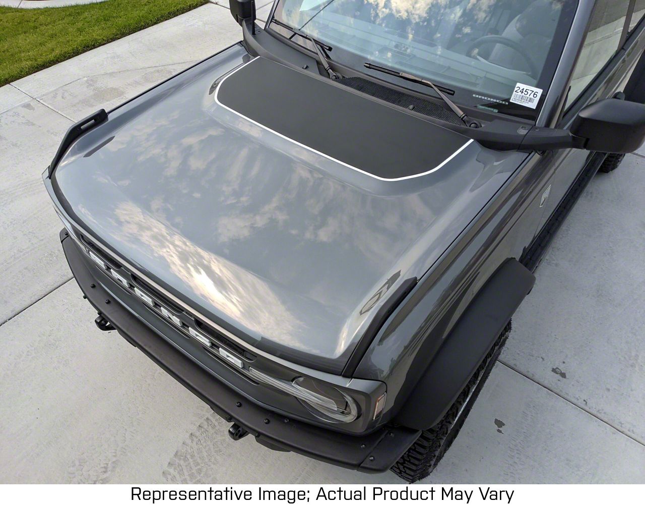 Bronco Hood Decal with Outline; Matte Black and Red (21-25 Bronco ...