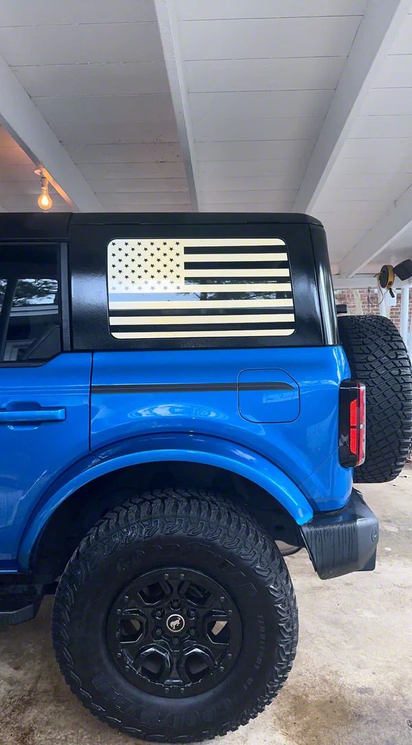 Bronco Quarter Window American Flag Decals; Gloss White (21-25 Bronco 4 ...