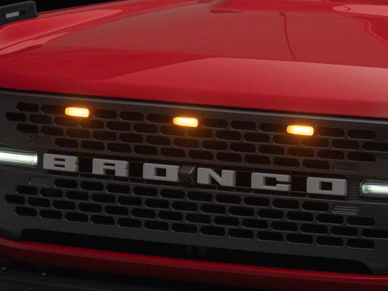 Bronco Raptor Style LED Grille Lights; Amber (21-26 Bronco Badlands ...