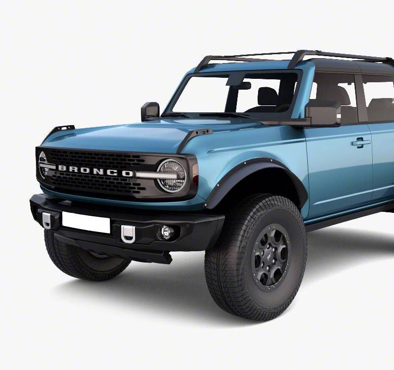 Bronco Sheet Metal Plate Style Fender Flares; Front; Textured Black (21 ...