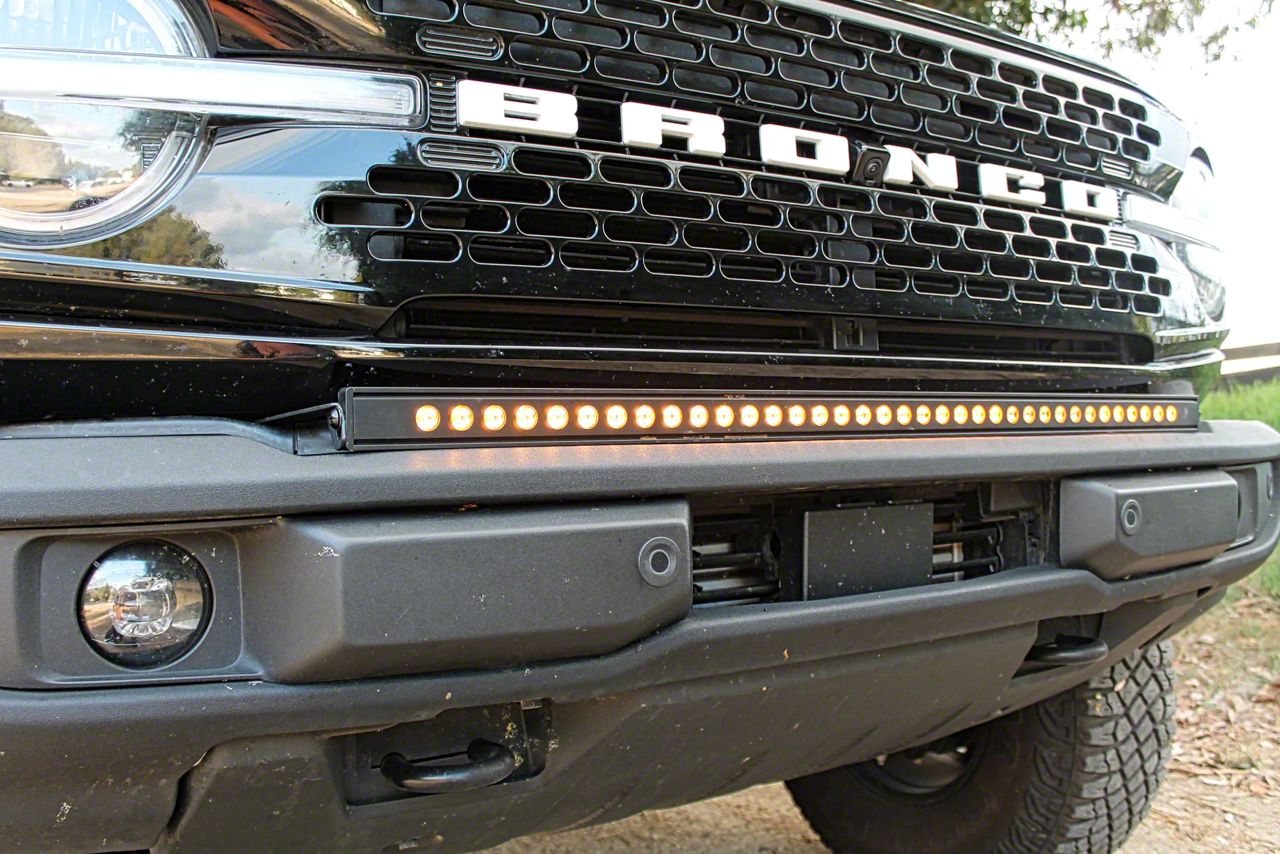 Bronco Single 40-Inch Amber LED Light Bar with Bumper Mounting Brackets ...