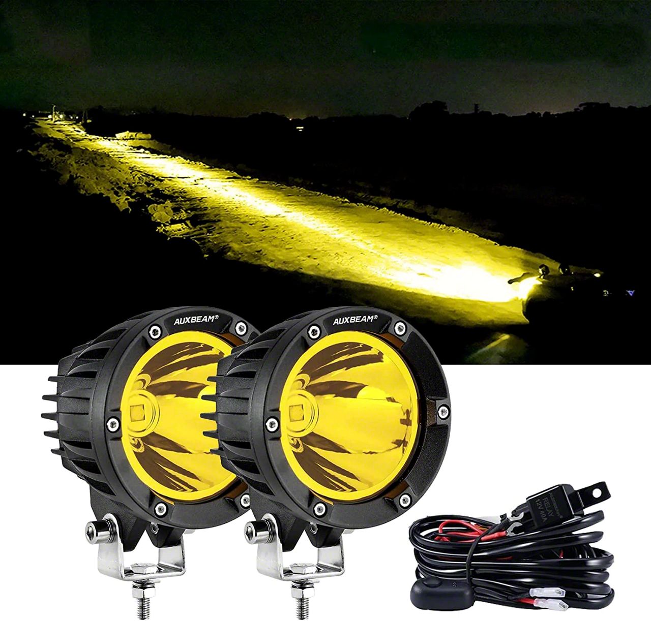 Bronco Sport 4-Inch Round 72W Yellow LED Pod Lights; Spot Beam ...