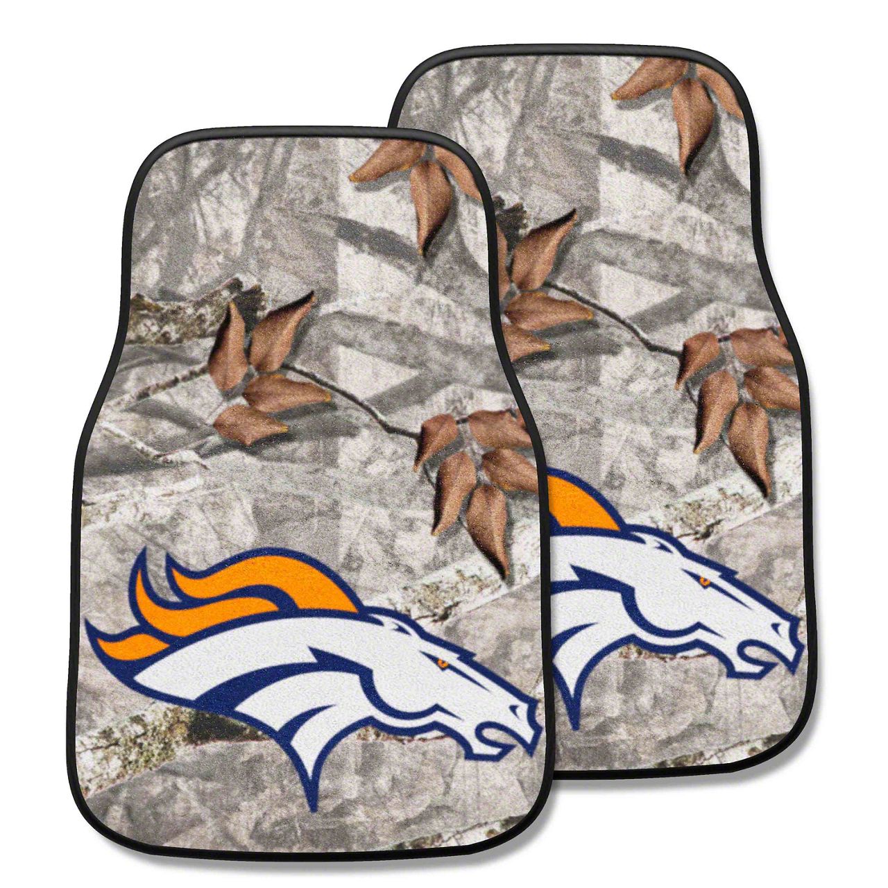 Bronco Sport Carpet Front Floor Mats with Denver Broncos Logo; Camo ...