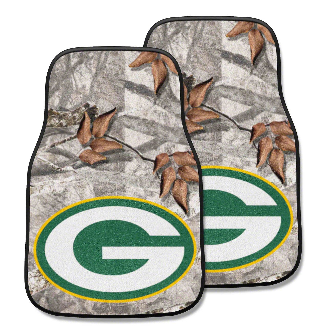 Bronco Sport Carpet Front Floor Mats with Green Bay Packers Logo; Camo ...