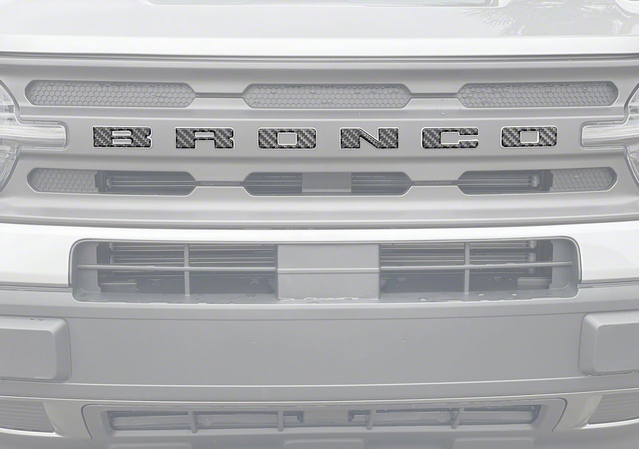 Bronco Sport Front Grille Letters Overlays; Reflective Black Topo (21 ...