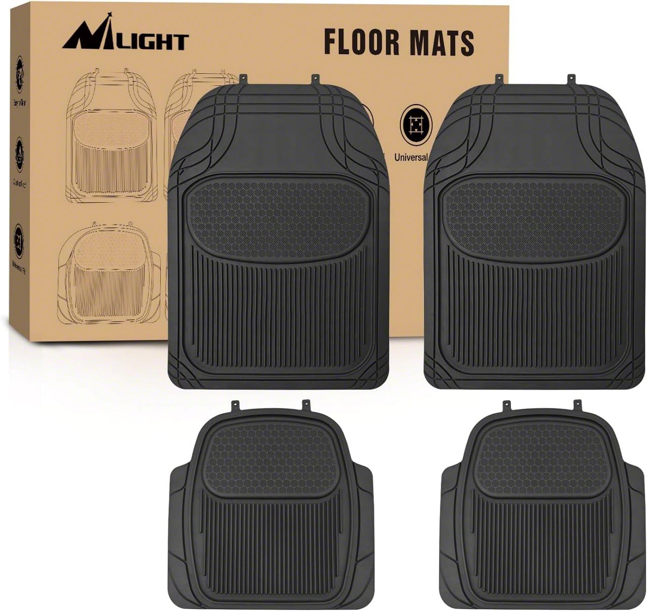 Bronco Sport PVC Front and Rear Floor Mats; Black (Universal; Some ...