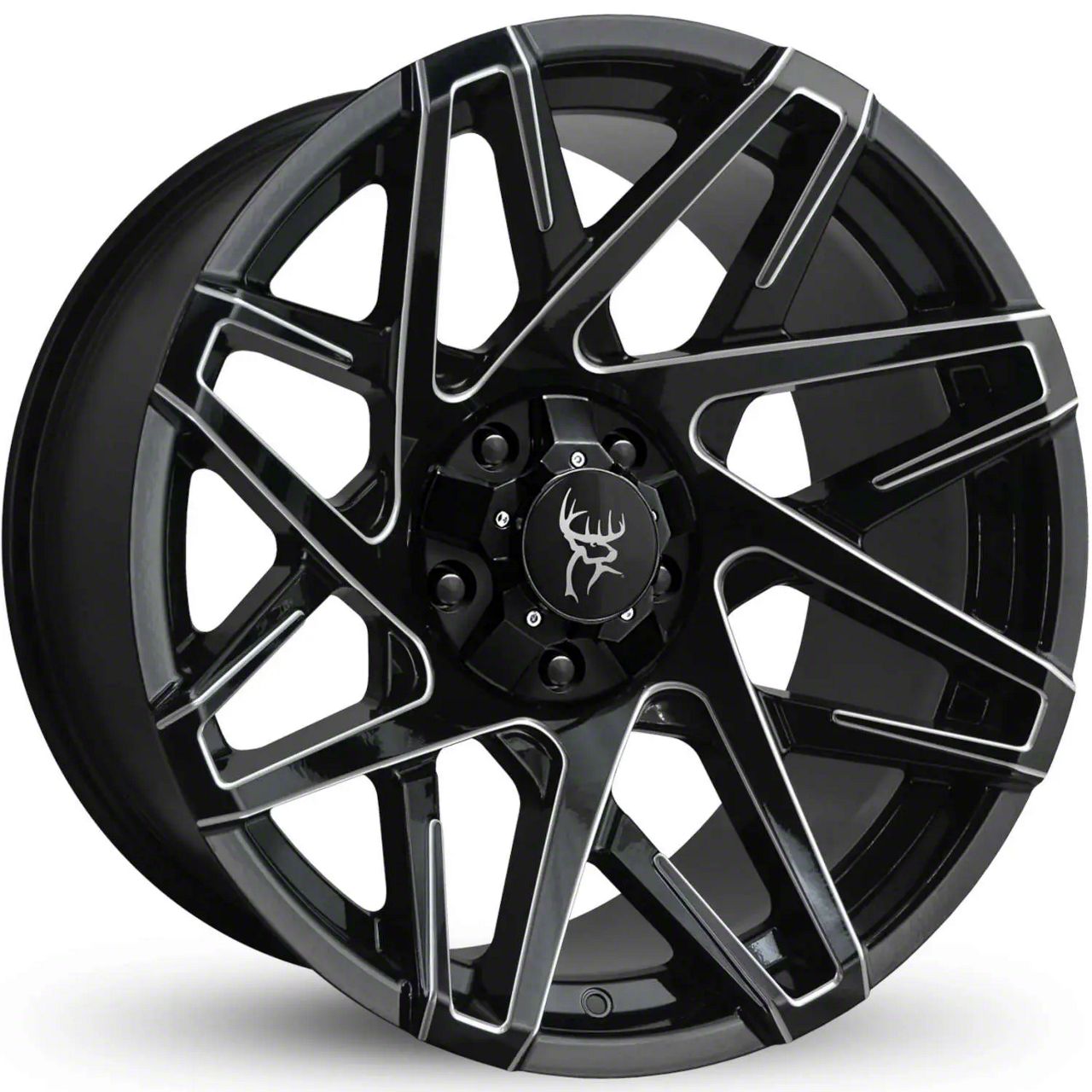 Buck Commander Titan Canyon Gloss Black Milled Edges 6-Lug Wheel; 20x10 ...