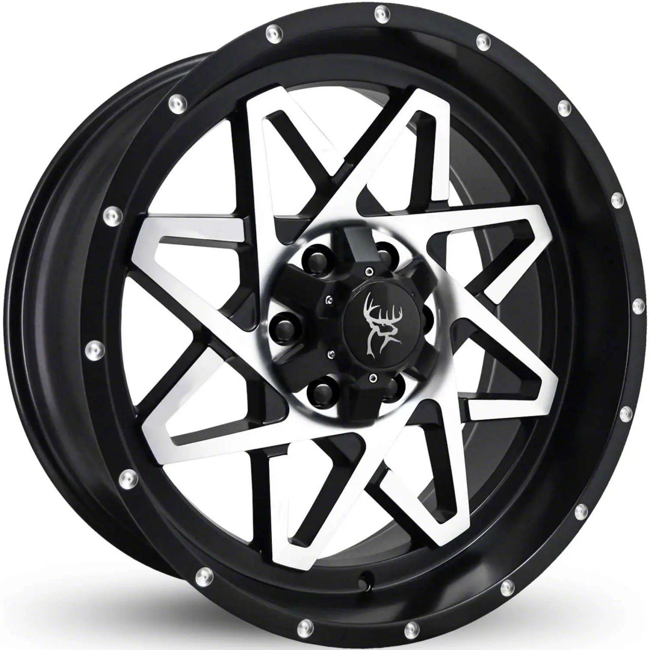 Buck Commander Tundra Gridlock Satin Black Machined Face 6-Lug Wheel ...