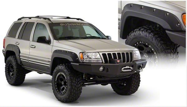 Jeep Grand Cherokee Cut-Out Fender Flares; Front and Rear; Matte Black ...