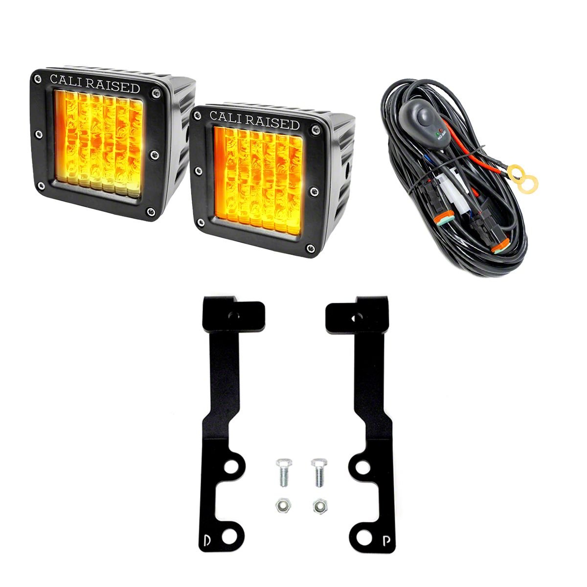 Tundra 3x2 Amber LED Pod Lights with Low Profile Ditch Light Brackets ...