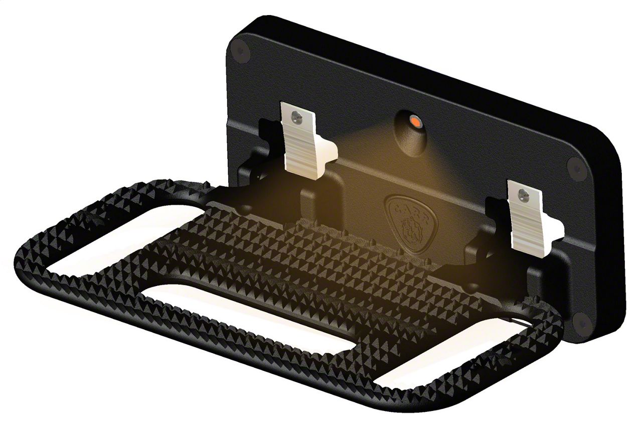 Bronco Flat Mount HD Mega Step with LED Illuminated Step Surface; Black ...