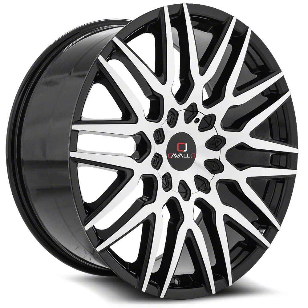Cavallo Bronco CLV-24 Gloss Black and Machined 6-Lug Wheel; 22x9.5 ...