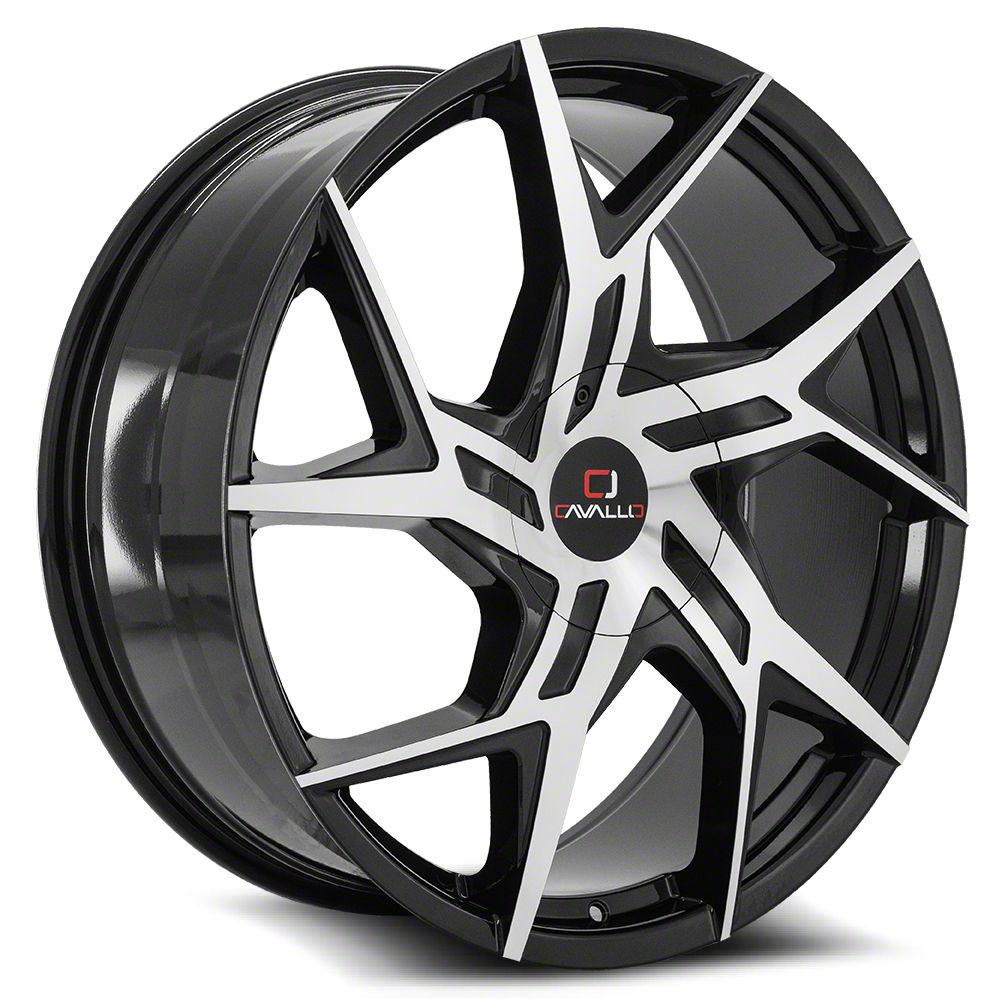 Cavallo Bronco CLV-26 Gloss Black and Machined 6-Lug Wheel; 22x9.5 ...