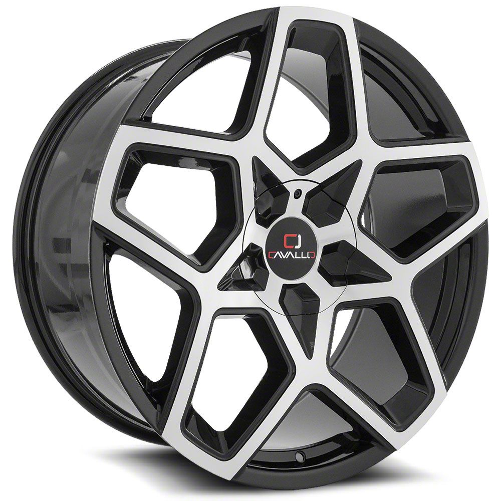 Cavallo Bronco Sport CLV-25 Gloss Black and Machined 5-Lug Wheel; 20x8 ...