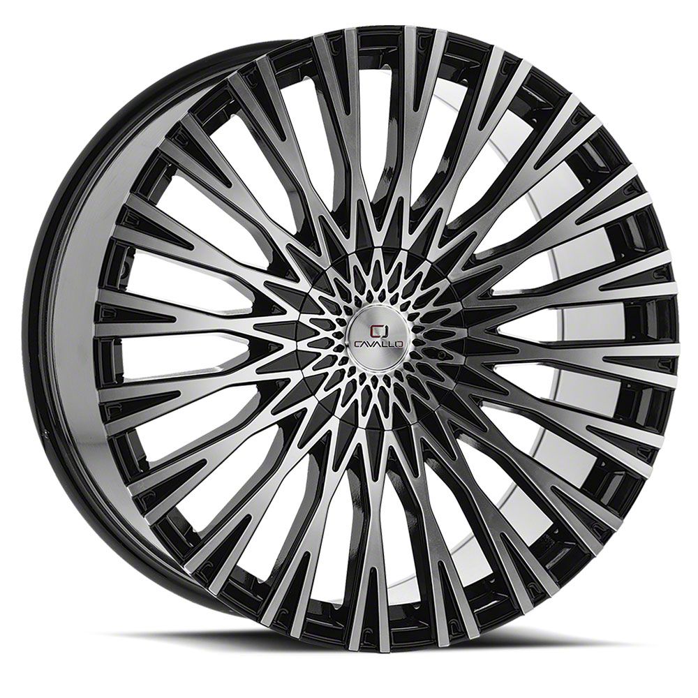 Cavallo Jeep Wrangler CLV-40 Gloss Black and Machined Wheel; 18x8; 35mm ...