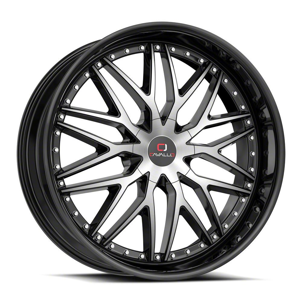 Cavallo Jeep Wrangler CLV-46 Gloss Black and Machined Wheel; 18x8; 35mm ...